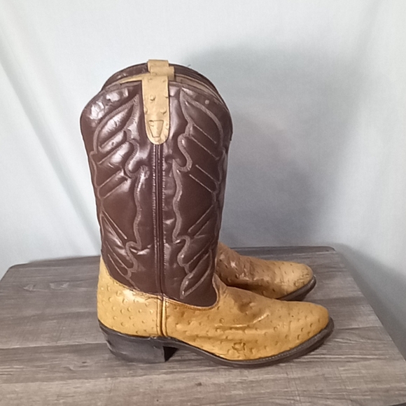 unbranded | Shoes | Unbranded Brown Tan Faux Ostrich Leather Cowboy ...